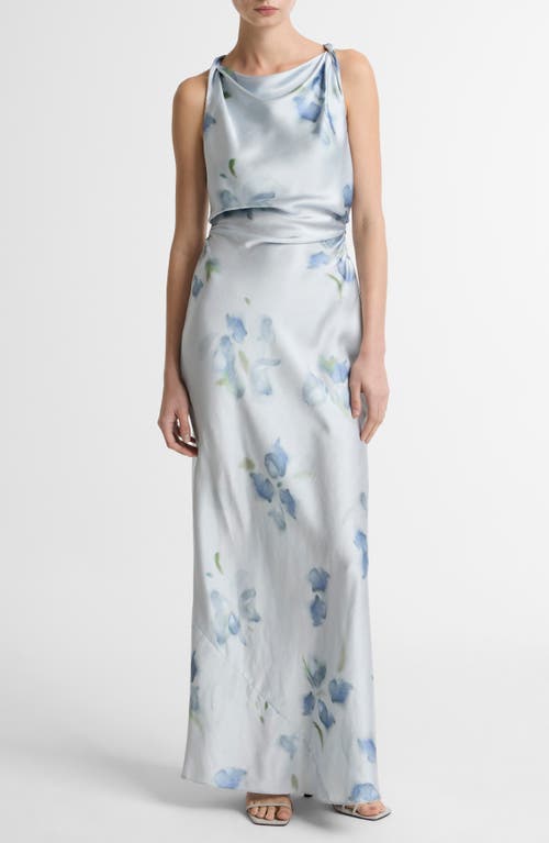 VINCE Petal Blur Twist Shoulder Maxi Dress